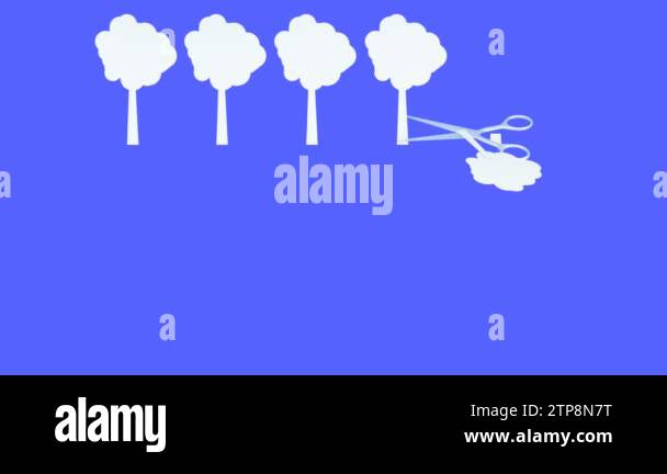deforestation. Paper forest destruction of metal scissors. Creative ...