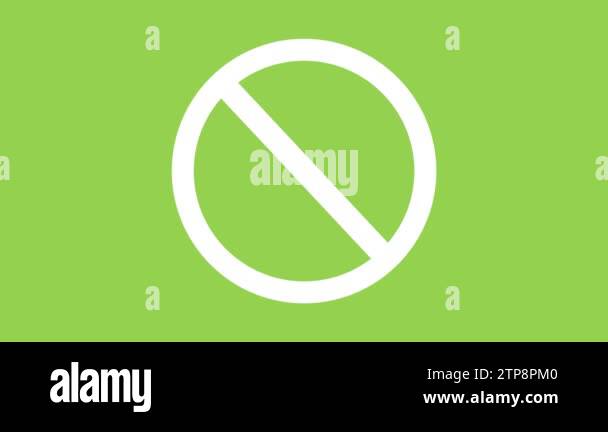 Forbidden or prohibition sign animation, empty no symbol, white color ...