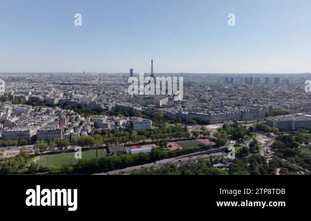 Aerial panoramic view of metropolis in flat landscape. Buildings in ...