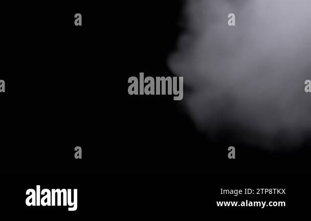 Icy Cloud of Thick White Smoke or Steam on an Isolated Black Background ...