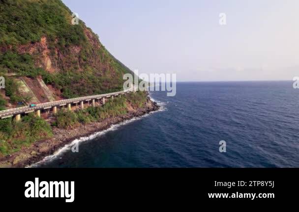 The drone's lens captures the Patapat Bridge in its entirety, a ...