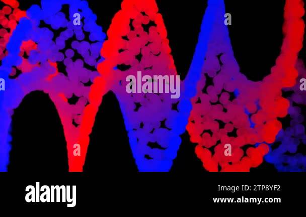 Animation Of Red And Blue Dna Rotating Dots On Black Background Digital Composite Technology