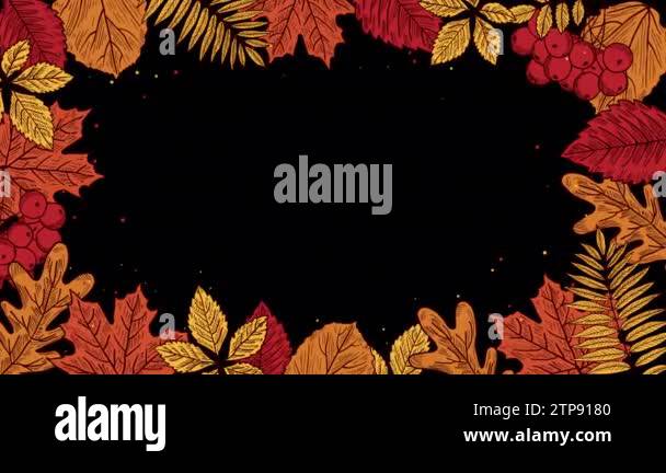 Autumn leaves frame on a transparent alpha channel background on a ...