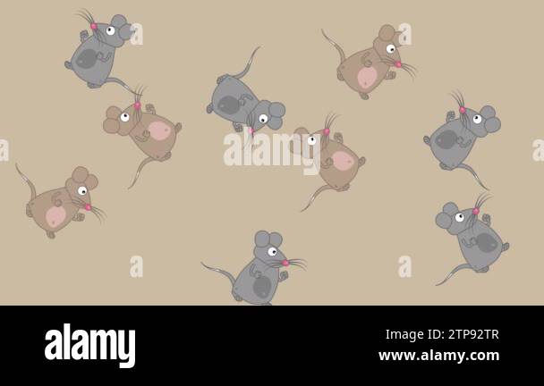 Gray and beige mouse animation in random movement on color and green ...