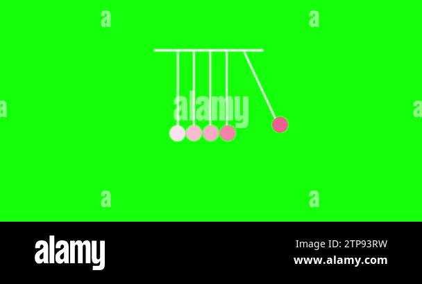Newtons cradle 4k resolution animation. Newtons cradle on green ...