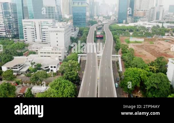 JAKARTA - Indonesia. December 22, 2017: Aerial footage of two flyover ...