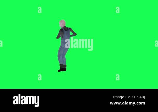 3d scary zombie man green screen right angle dancing and spinning 3d ...