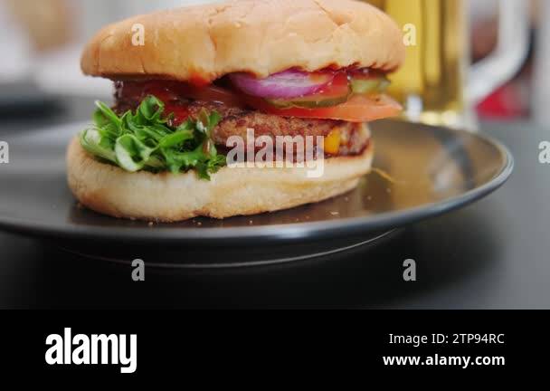 Bacon burger onions tomatoes Stock Videos & Footage - HD and 4K Video ...