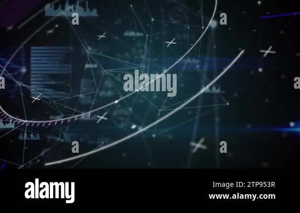 Animation of circles with connected dots and graph icons with lens ...