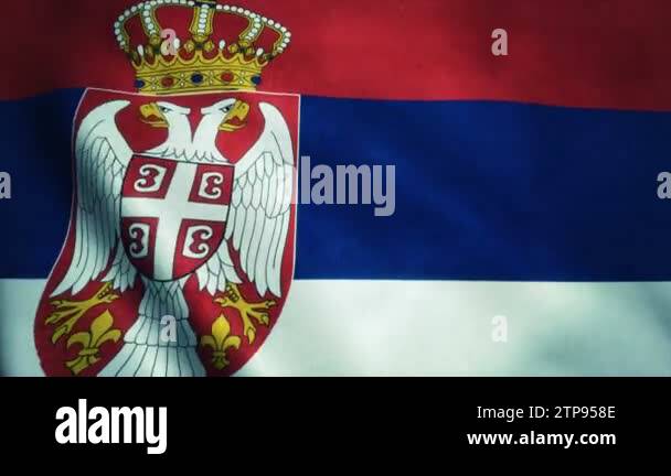 Realistic Ultra-HD flag of the Serbia waving in the wind. Seamless loop ...