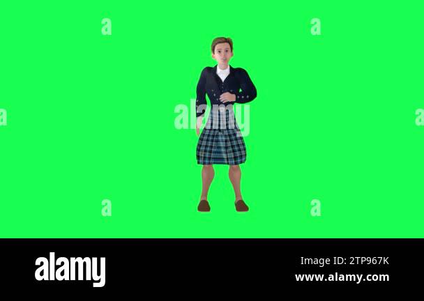 3d jewish boy drinking front angle isolated green screen 3d people ...