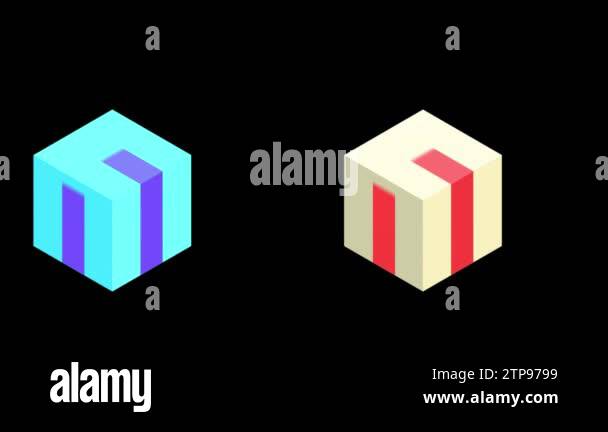 Gift box spinning animation on black background.3D gift box rotation ...