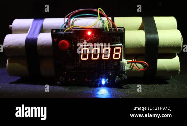 Countdown Explosive Tnt Bomb With Digital Timer. Dynamite bomb disposal ...