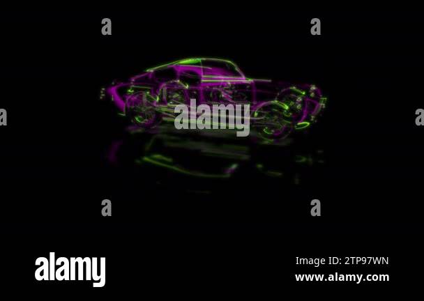 Futuristic technology concept, 3D model classic car scanning, effect ...