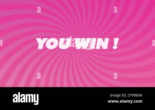 Animation of you win text banner against radial rays in seamless ...