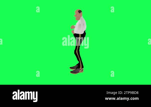 Tall skinny 3d bald animated man talking smoking right angle isolated ...