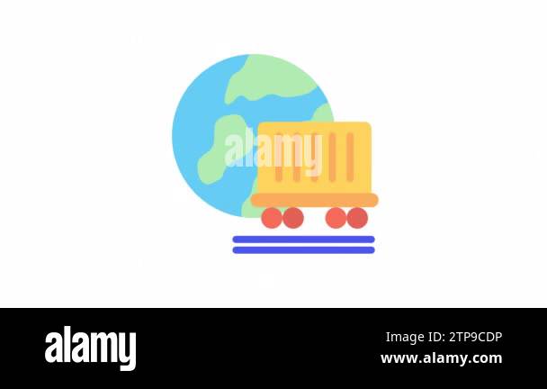 Cargo Train, Global Logistic animated icon on transparent background ...