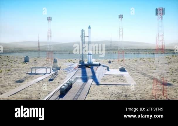 Rocket before the start animation. Space launch system. Realistic 4k ...