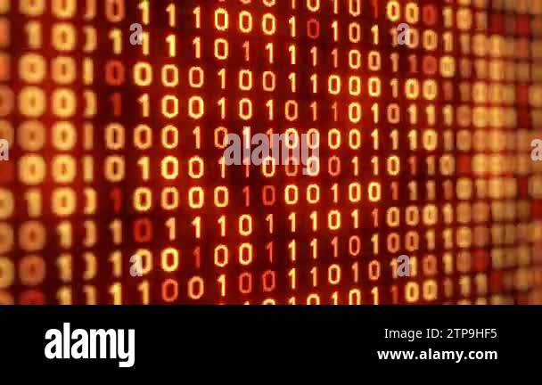 Technology gold background with binary code moves from left to right on ...