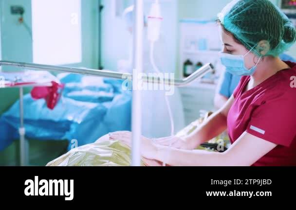 Woman giving birth in maternity hospital. A pregnant woman who gives ...