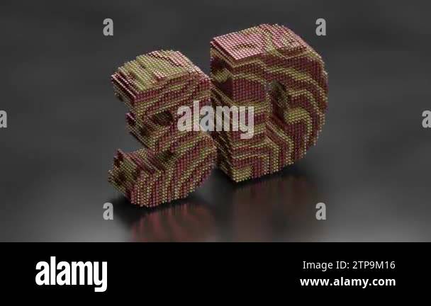 3D loop animation of 3D text. The 3D graphics symbol consists of a ...