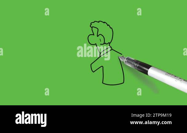 draw backside of standing young man read newspaper hold in his hand ...