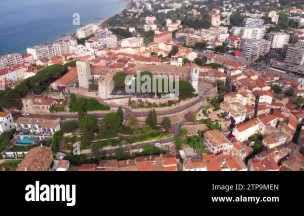 Cannes, France. Aerial View of Castle Chateau De La Castre, City Sign ...