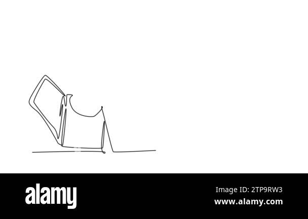 Animated self drawing of continuous line draw top view young manager ...
