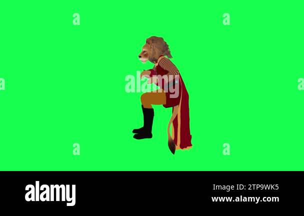 3d animated lion sitting waiting talking isolated right angle green ...