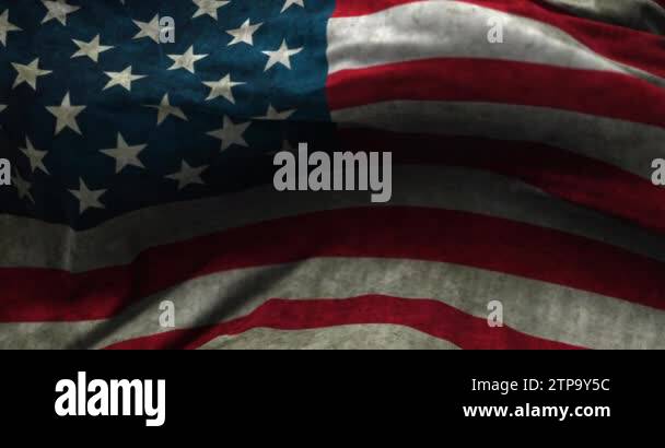 Epic USA flag waving on the wind, fullscreen looped footage, cycled ...