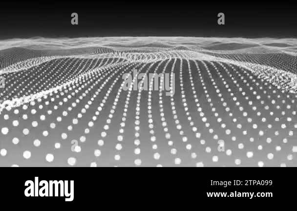 Animated White particle mesh wave Cyber technology background ...