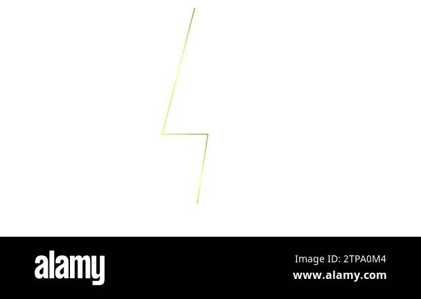 Animated linear golden symbol of lightning. Line energy icon of power ...