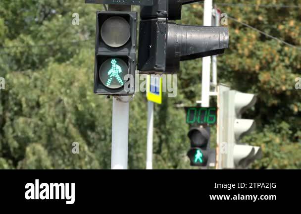 Pedestrian Traffic Light Switches From Green To Red v2 Stock Video ...