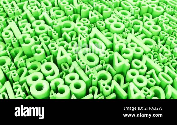 Animated background with random numbers moving up and down. Light green ...
