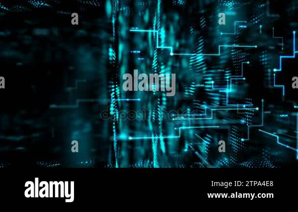 4K Animation 3D abstract dark background moving dot and line metaphor ...