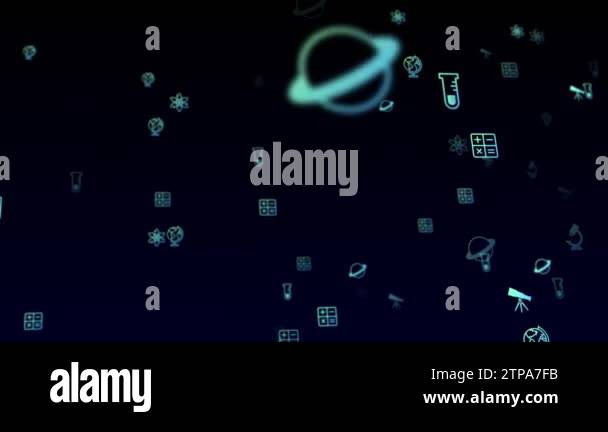 Background with flying school subjects physics, math, biology ...