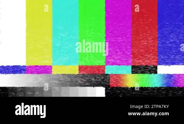 abstract realistic screen glitch flickering, analog vintage TV signal ...