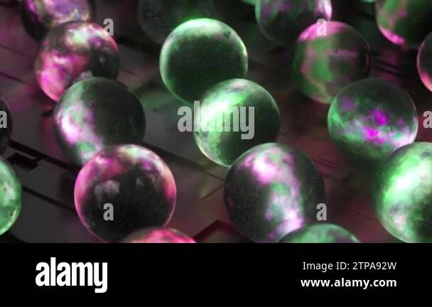 Space concept. Universe is inside a ball. Multiverse. Green purple neon ...