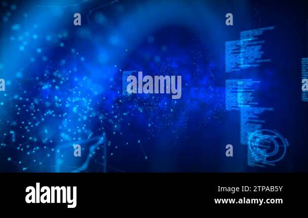 4K Animation Dot circle with connection line with HUD graph bar element ...