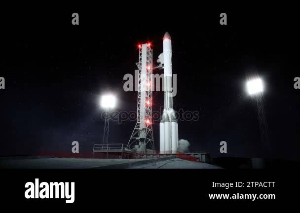 Rocket before the start animation. Space launch system. Realistic 4k ...