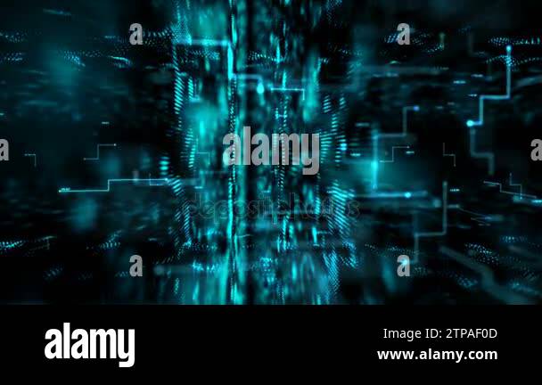 4K Animation 3D abstract dark background moving dot and line metaphor ...