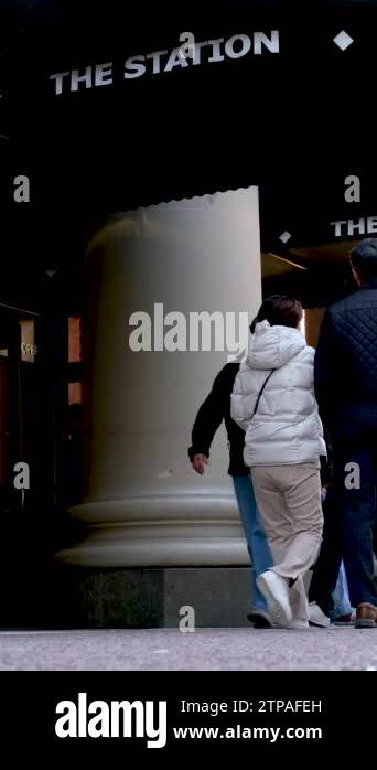 downtown Vancouver skytrain terminus Waterfront railway building people ...