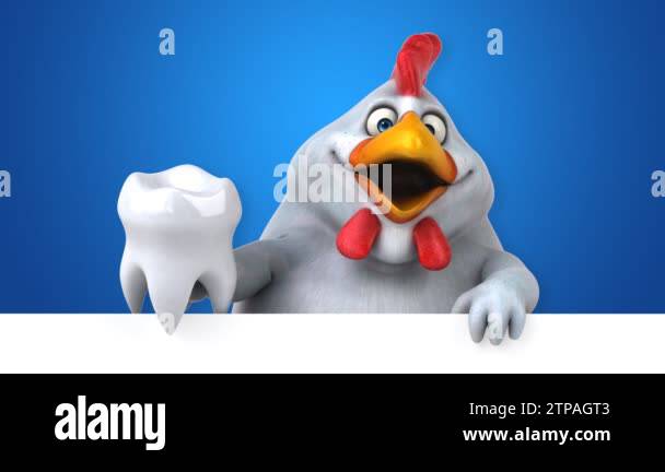 chicken funny cartoon character with tooth - 3D animation Stock Video ...
