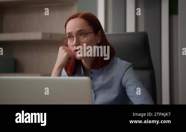 Lazy boring female manager at company corporate workplace unmotivated ...