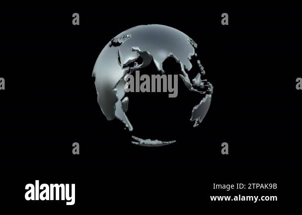 Silver Globe Planet Earth Rotating Loop With Alpha Channel Stock Video ...