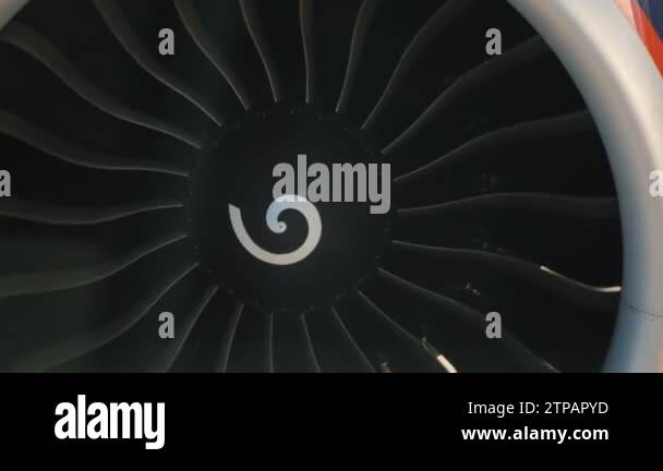 Jet engine rotor blades rotating - airplane in airplane Stock Video ...