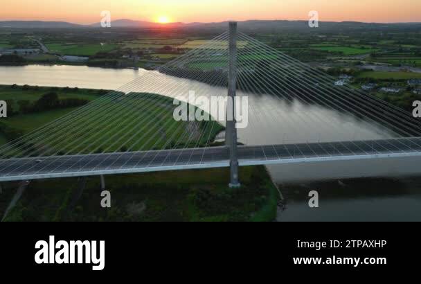 Aerial. Flying over the massive bridge. Thomas Francis Meagher Bridge ...