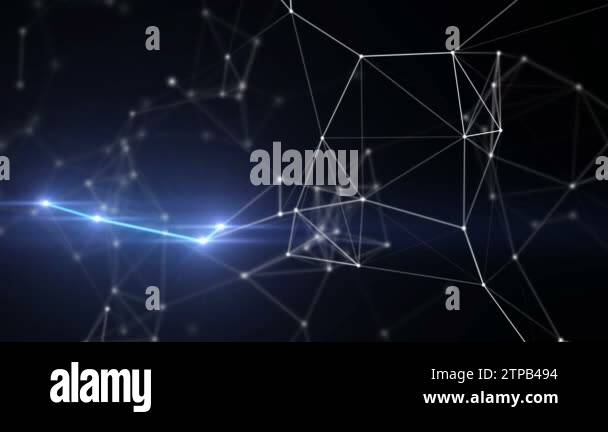 Blue plexus and lightning abstract technology and engineering motion background. Original ...