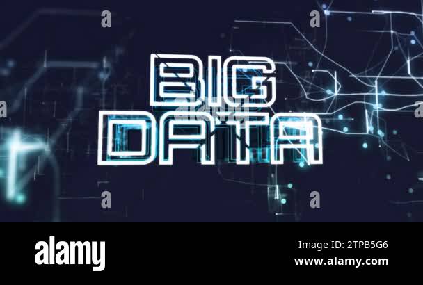 Animation of big data text with navigation pattern over black ...