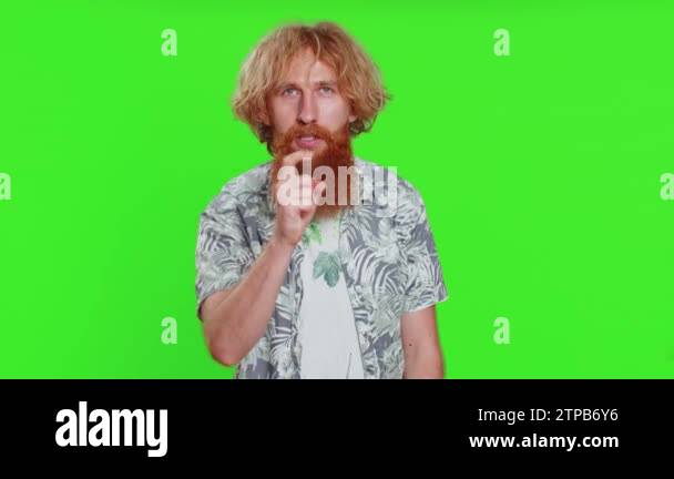 Countdown. Man counting in order from one to three. Redhead guy ...